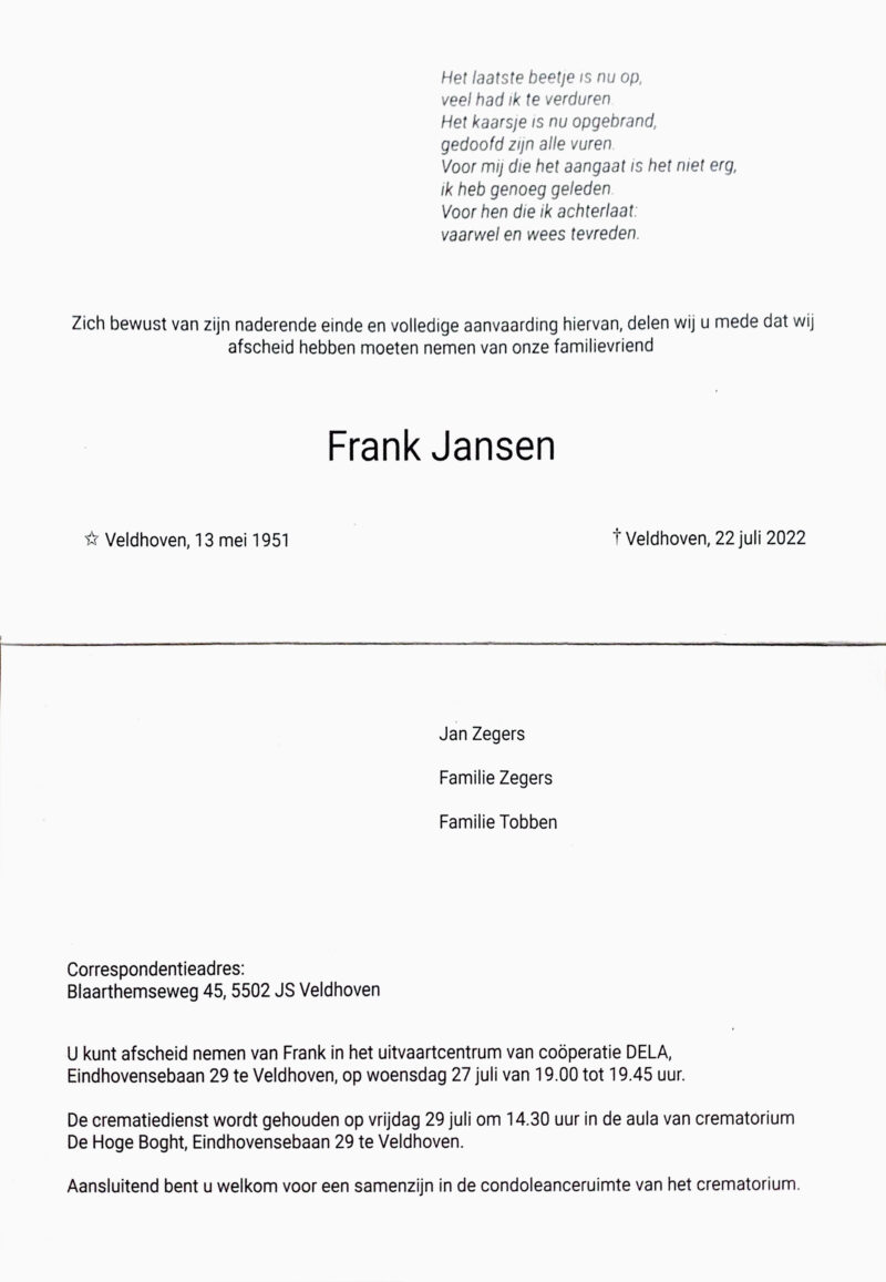 Frank Jansen (1951-2022) - Marvilde Toneel